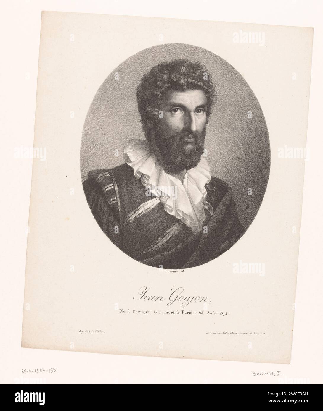 Portrait of the sculptor and architect Jean Goujon, Joseph Beaume, 1823 ...