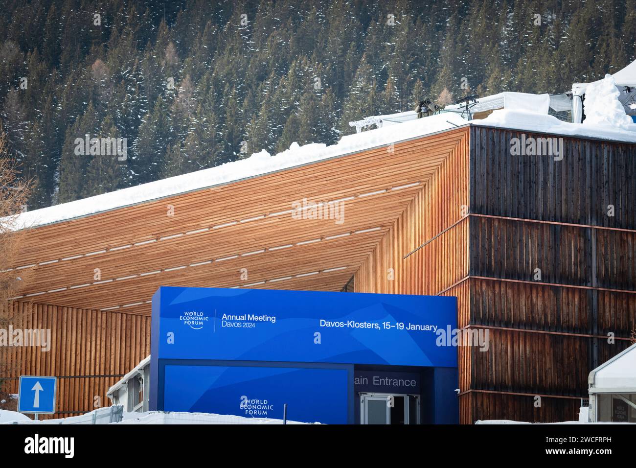 Davos, Switzerland. 15th Jan, 2024. A sniper looks out over Davos from ...