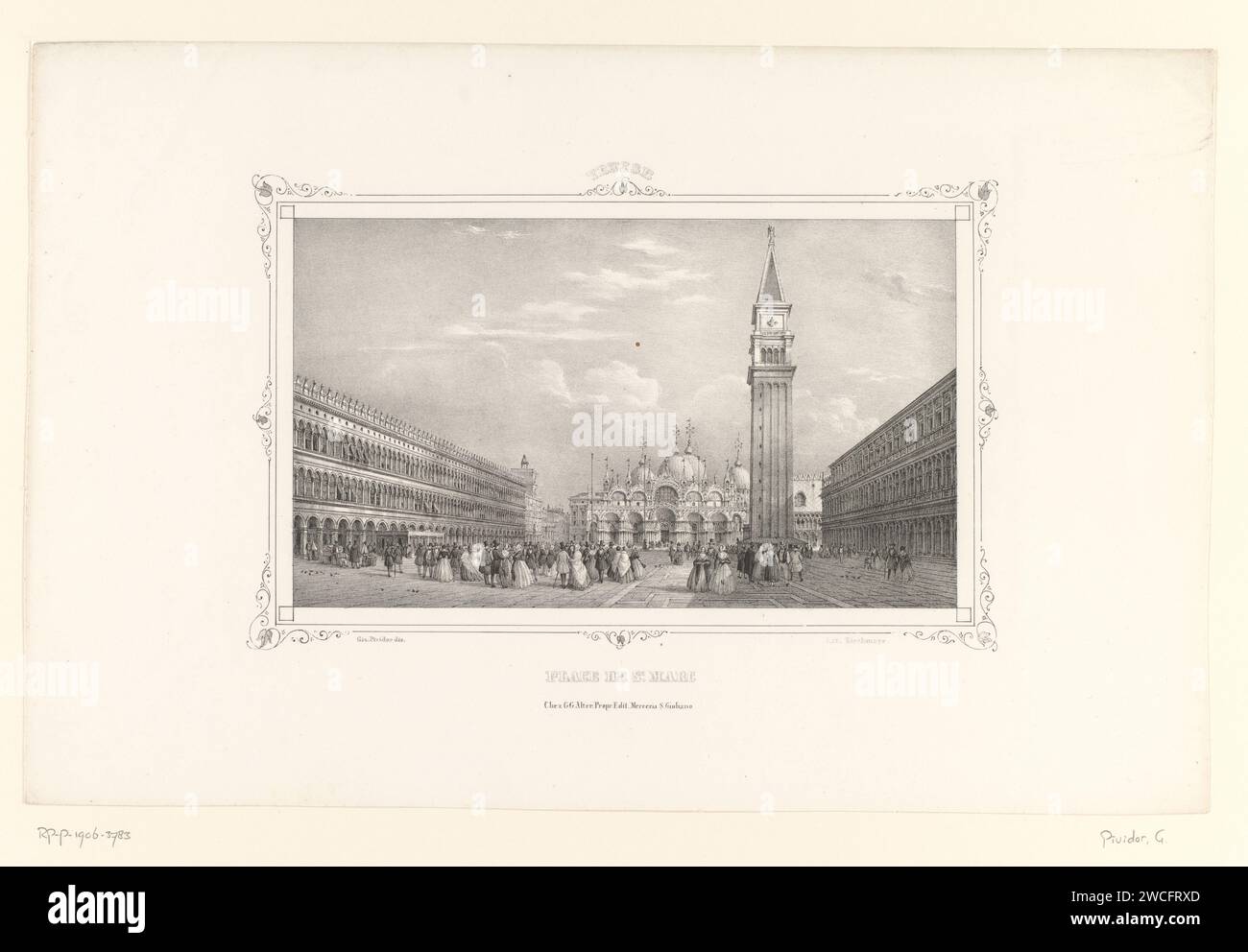 San Marcoplein in Venice, Giovanni Pividor, 1826 - 1872 print View of ...