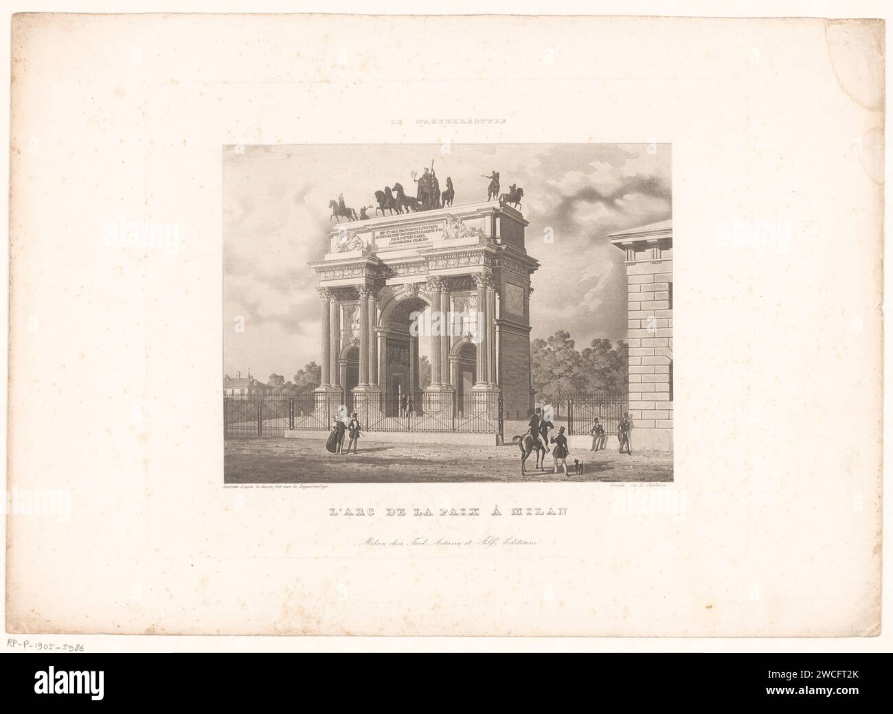 View of the Arco della Pace in Milan, Louis Cherbuin, 1820 - 1875 print ...