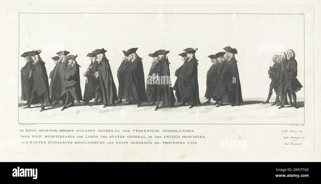 Corpse of Willem IV, 1752, plate 30, 1754 print Members of the States ...