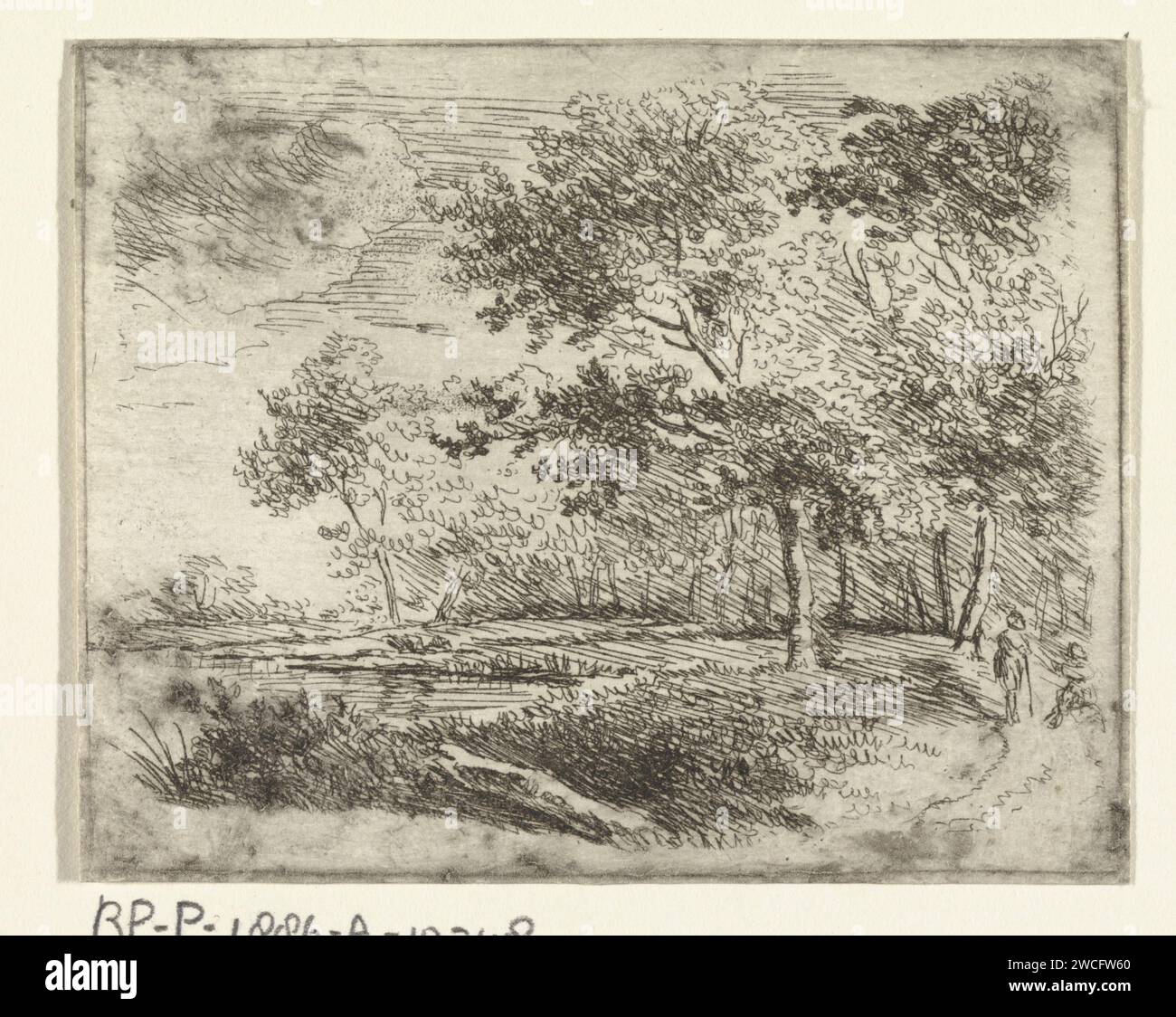 Forest landscape with two figures, Johannes Janson (Possible), 1739 ...