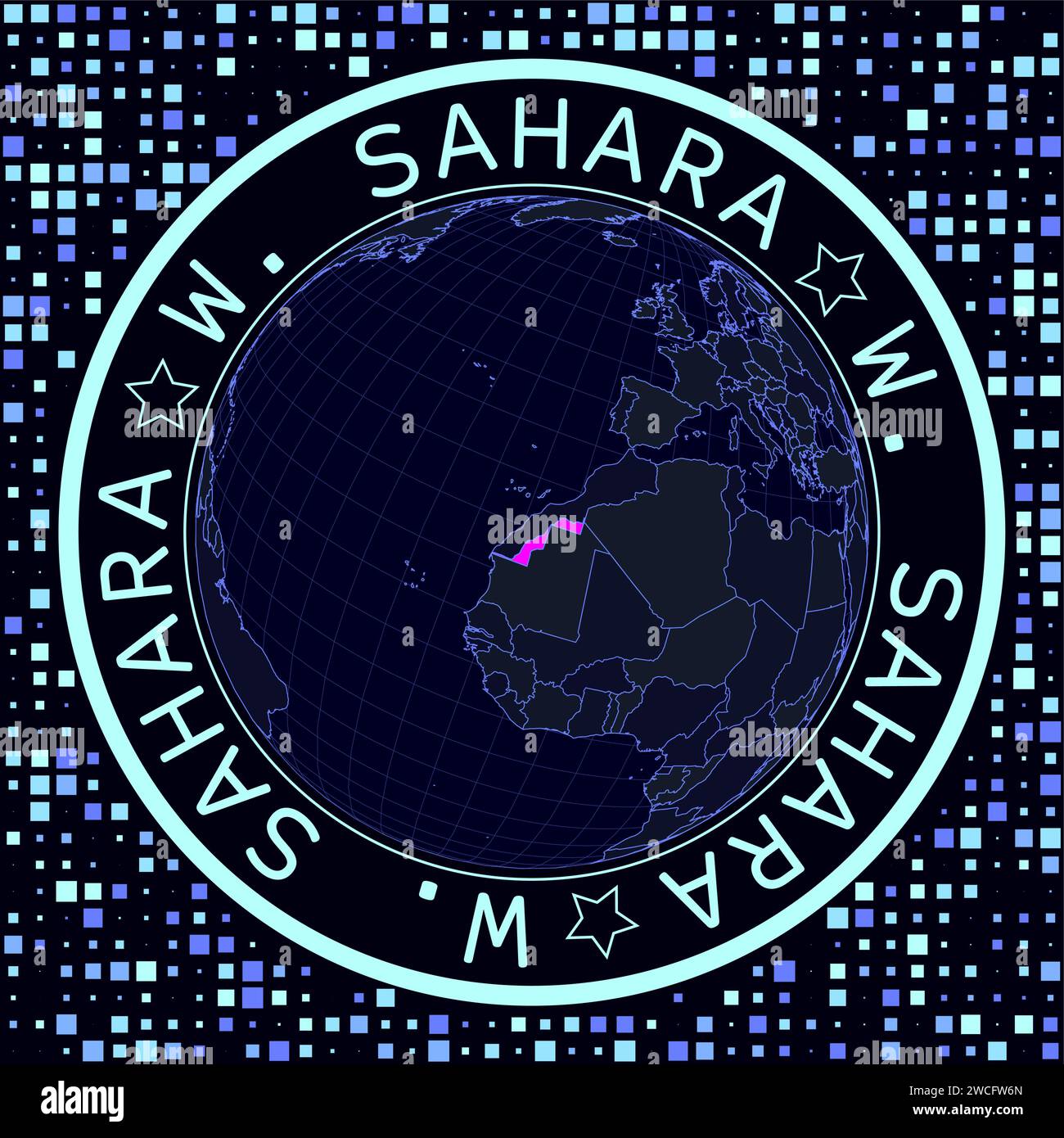 Western Sahara on globe vector. Futuristic satellite view of the world ...