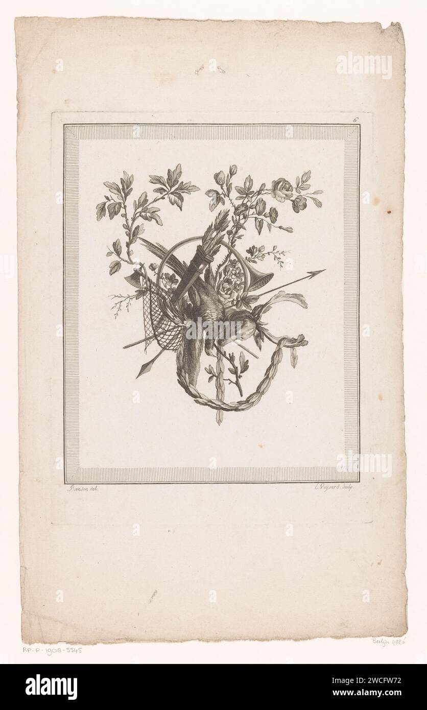 Jachttrofee, Etienne Claude Voysard, after Pierre Ranson, 1778 print A ...
