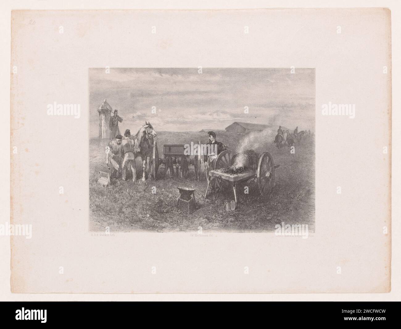 Military farrier in the field, Hendrik Adriaan Christiaan Dekker, after ...