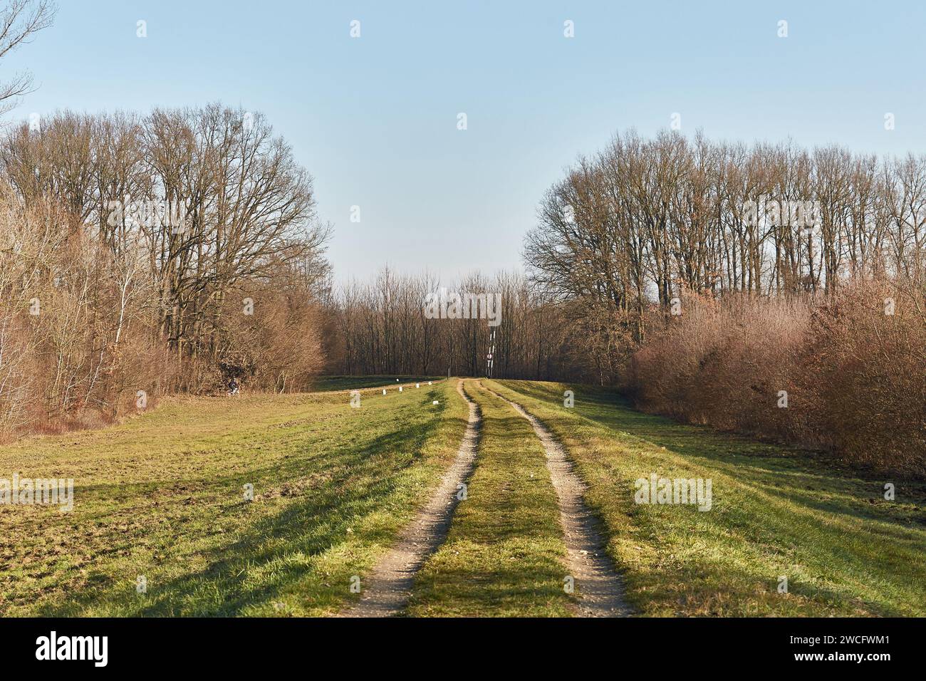 Path along a dike by a river Stock Photo - Alamy