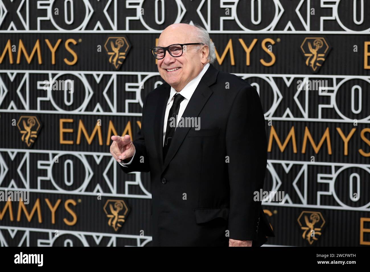 Danny DeVito poses for a Red Carpet portrait at the 75th Emmy Awards on ...