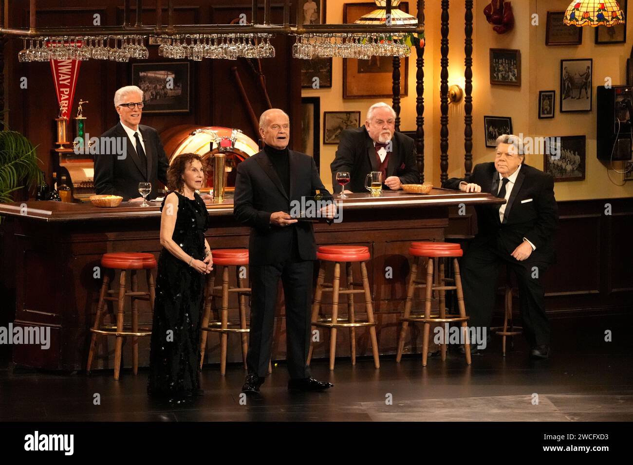 Rhea Perlman, from left, Kelsey Grammar, Ted Danson, John Ratzenberger ...