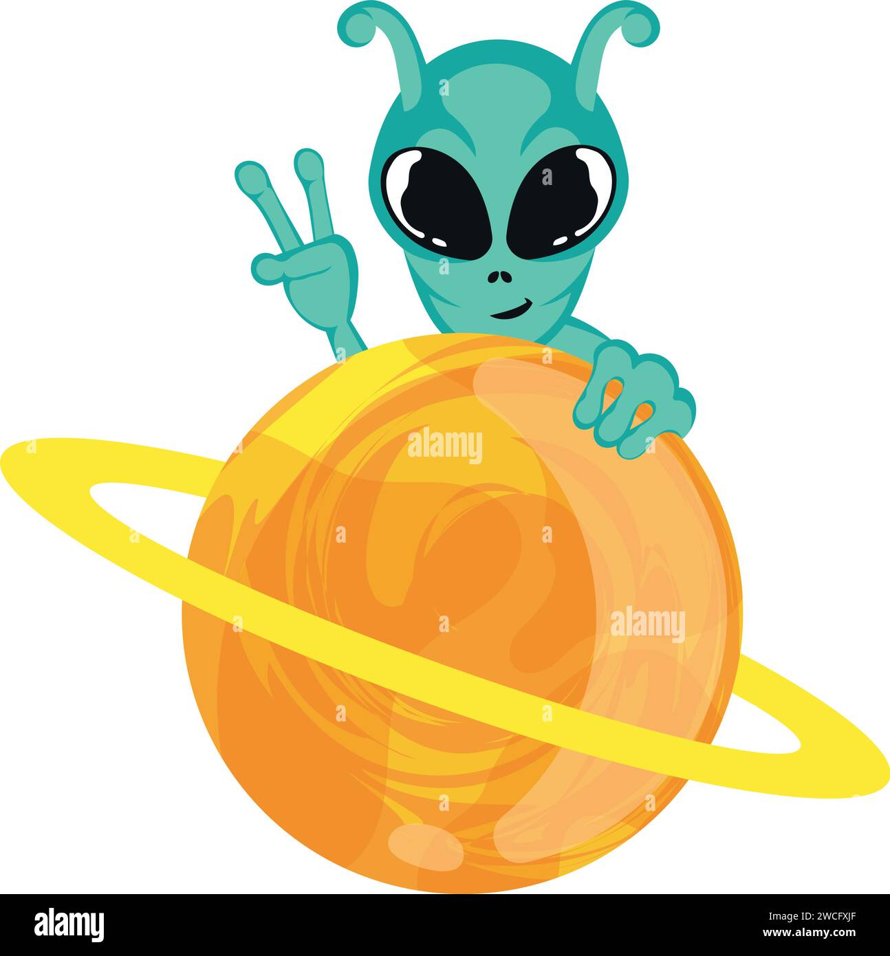 Cute alien character on a planet Vector Stock Vector Image & Art - Alamy