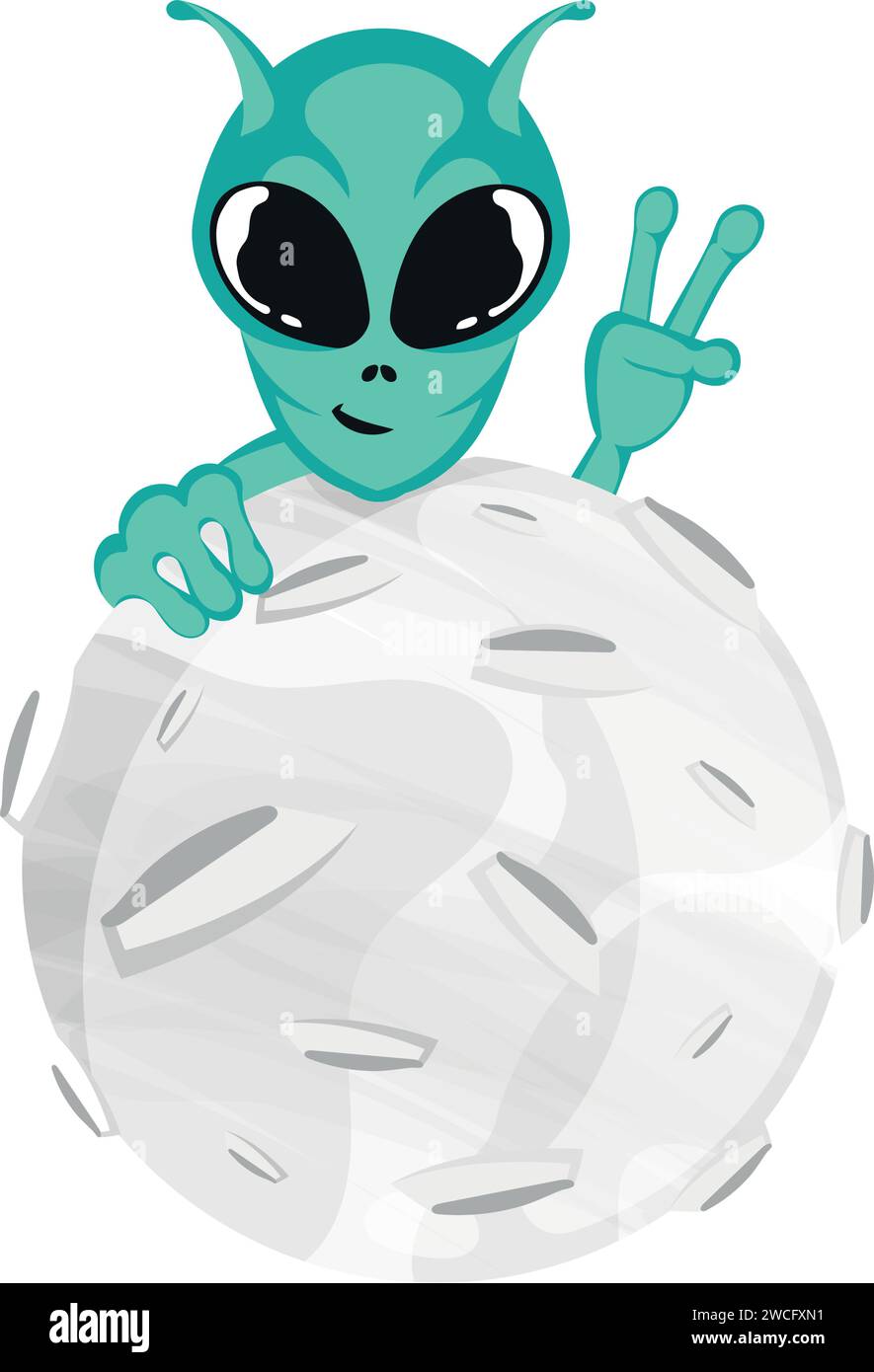 Cute alien character on a planet Vector Stock Vector Image & Art - Alamy