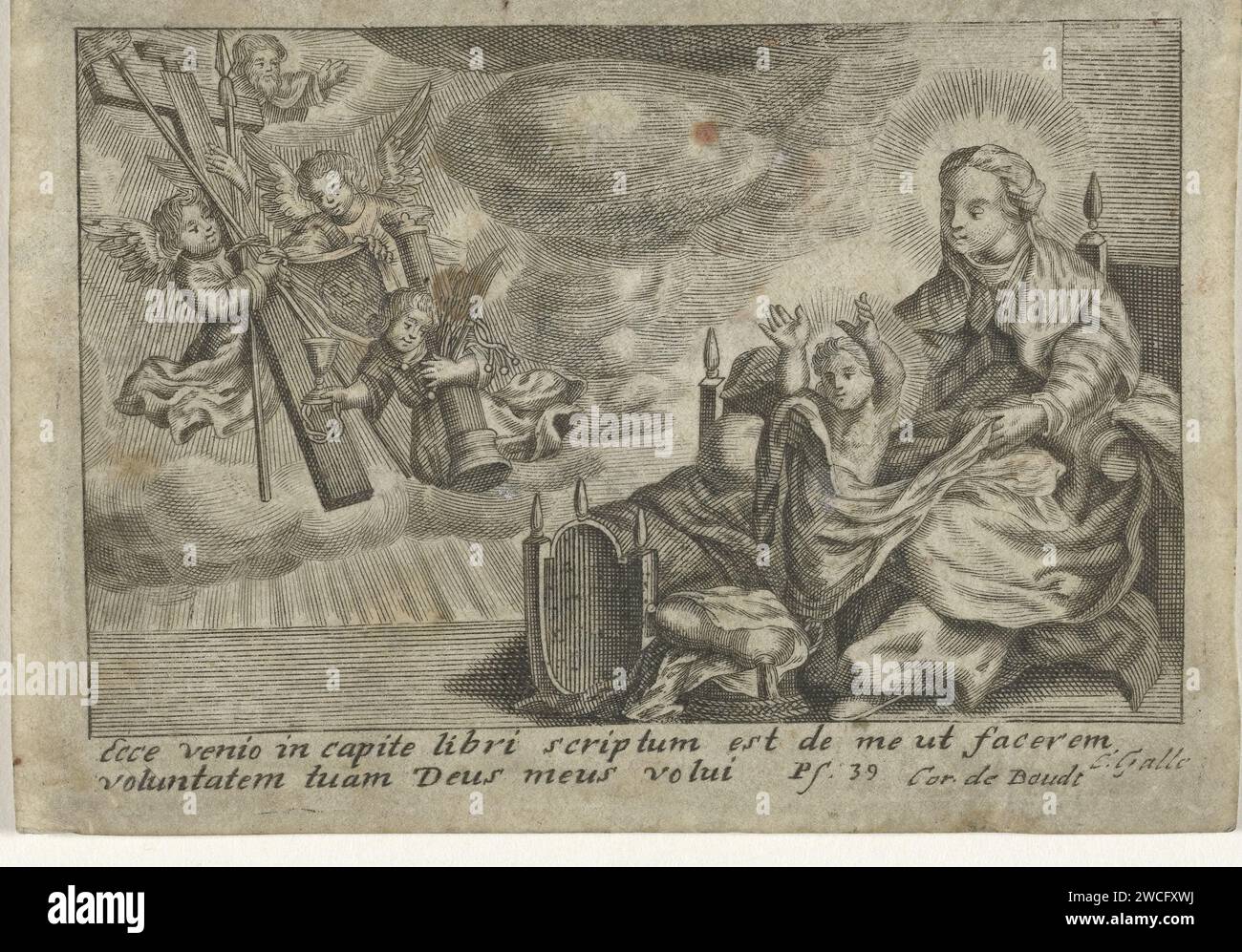 Maria with Child and Engelen with the passion tools, Cornelis Galle (II ...