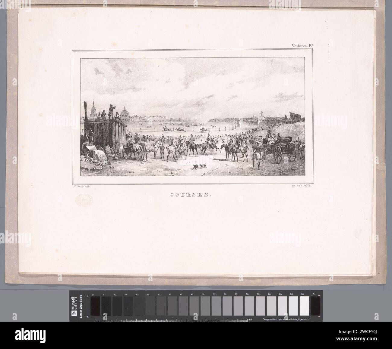 Spectators at a horse racing, Victor Adam, 1827 - 1828 print Paris ...