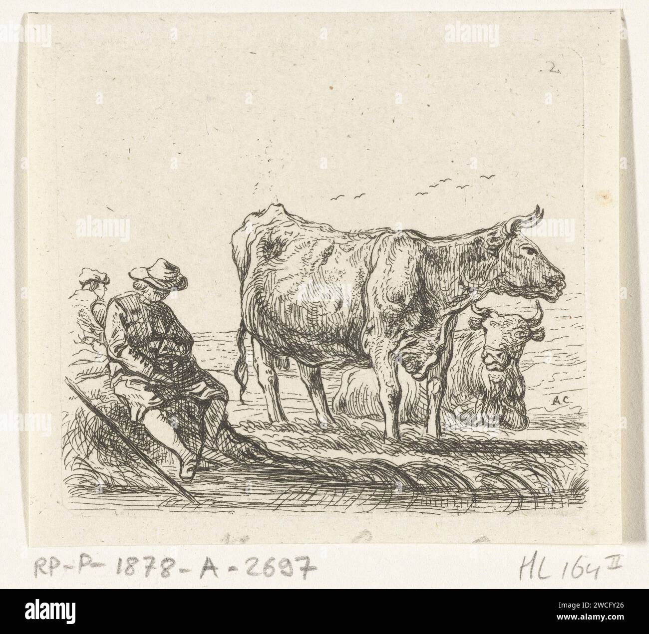 Two cows with two shepherds, Ernst Willem Jan Bagelaar, After Aelbert ...