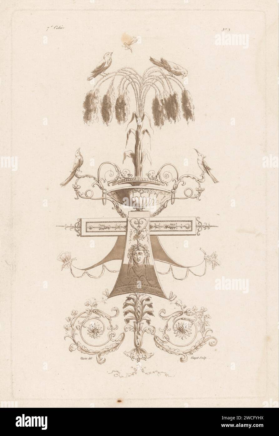 Arabsken puts Vogels, Laurent Guyot, After Francois Voisin, 1788 print ...