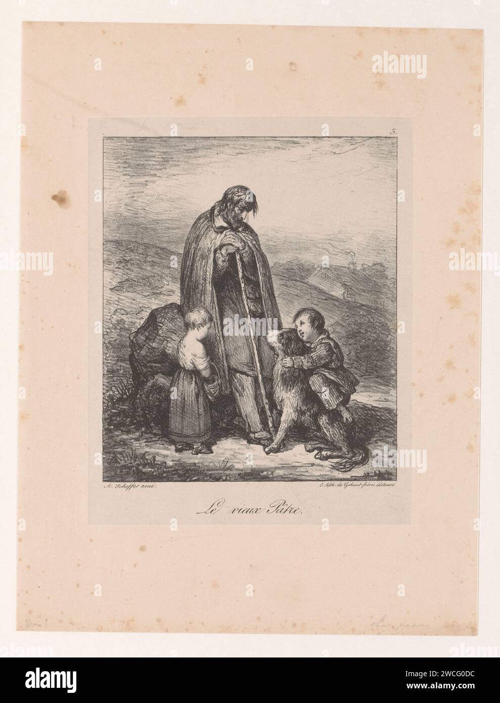 Shepherds, children and dog, Ary Scheffer, 1829 - 1839 print A shepherd ...
