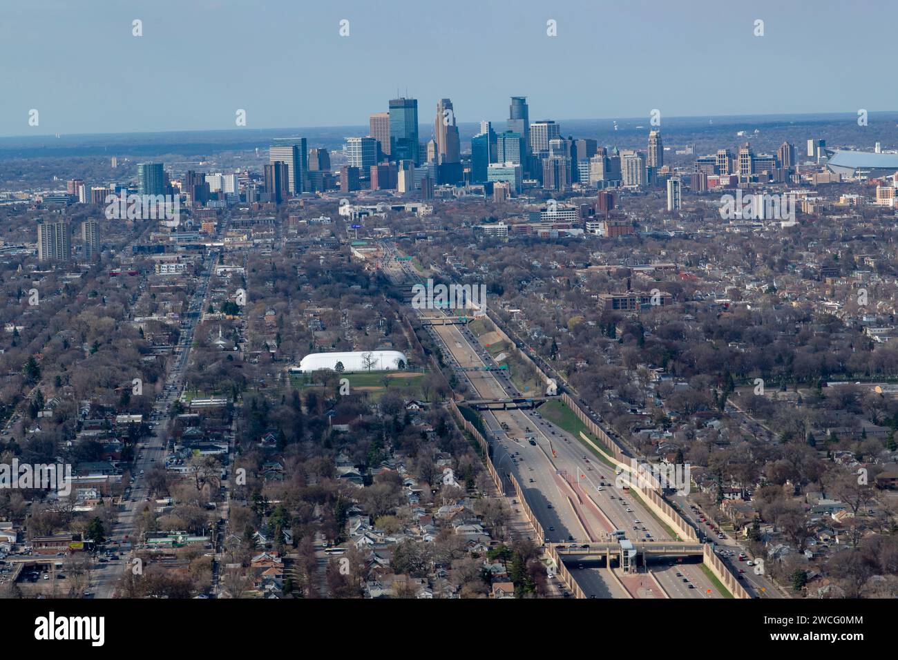 Minneapolis, Minnesota. Aerial view of Minneapolis skyline and ...