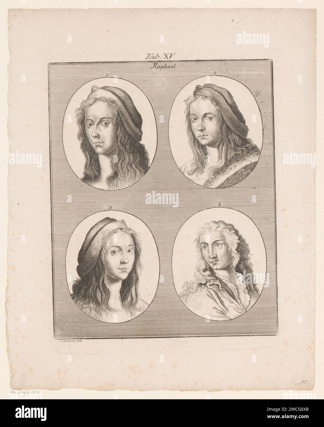 Four portraits of artist Rafaël, Michael Wachsmuth, c. 1760 - c. 1770 ...