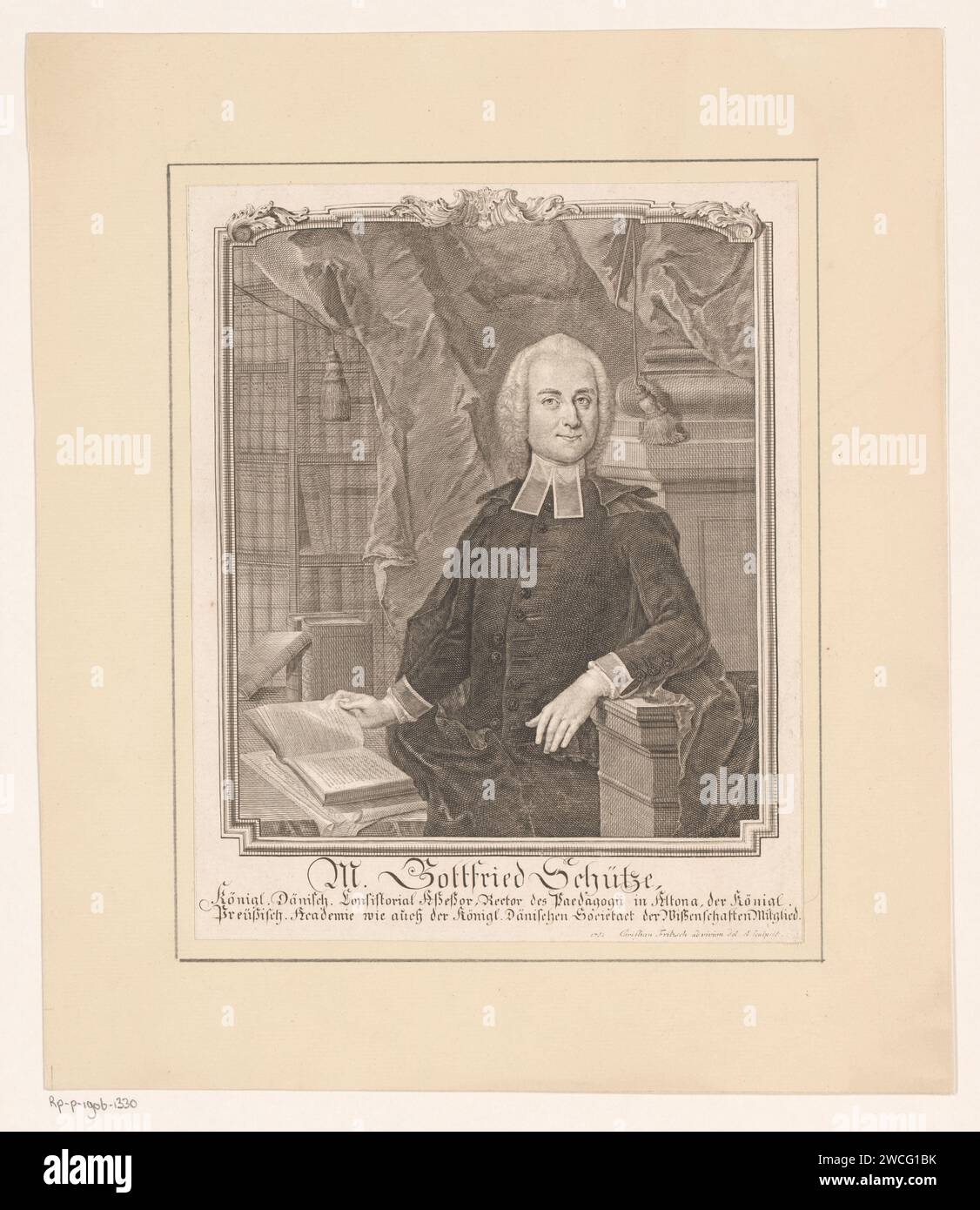 Portrait van Gottfried Schütze, Christian Fritzsch, 1751 print paper ...
