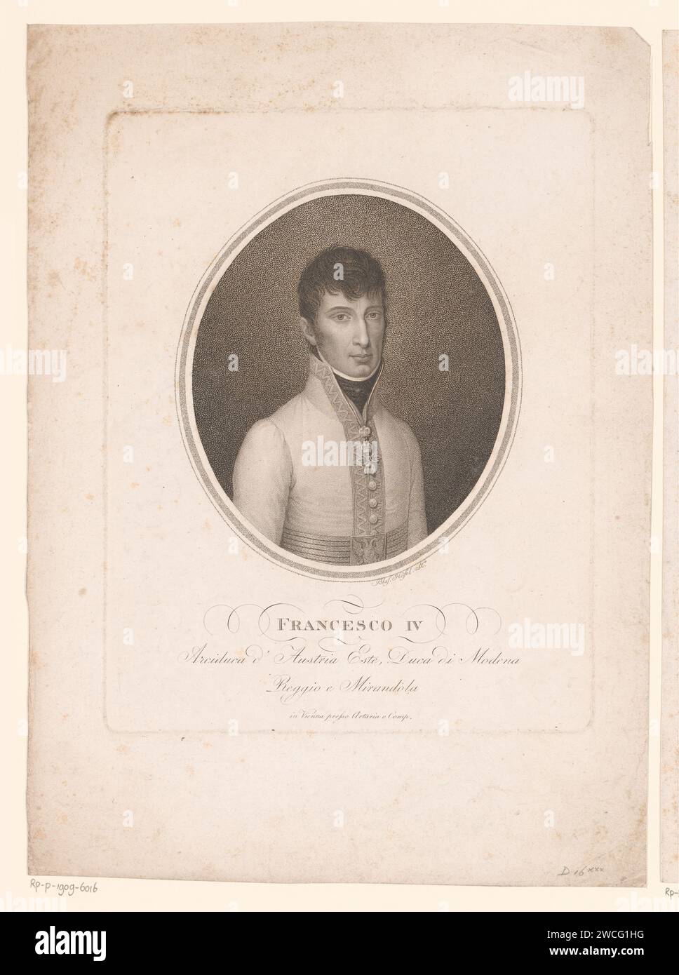 Portrait of Frans IV of Austria, Blasius Hoefel, 1802 - 1846 print ...