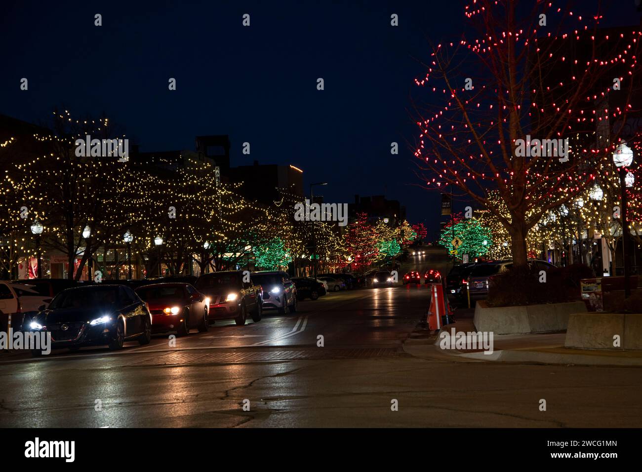Lawrence, Kansas. Main street of downtown Lawrence decorated for the ...