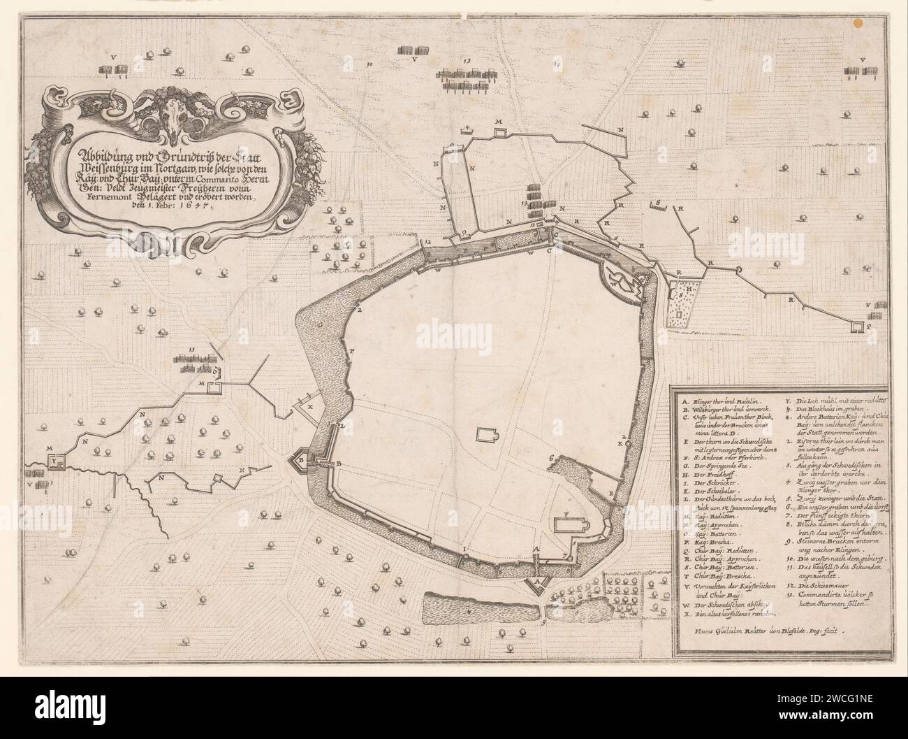 Map of Weissenburg during the siege of 1647, Hanns Wilhelm Reutter von ...