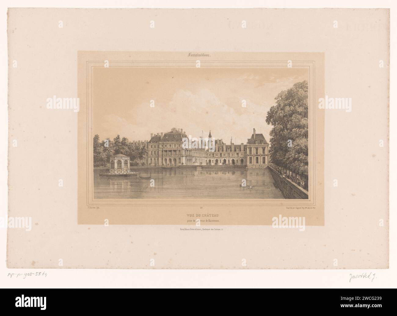 View of the Castle of Fontainebleau, Louis-Julien Jacottet, 1838 print ...