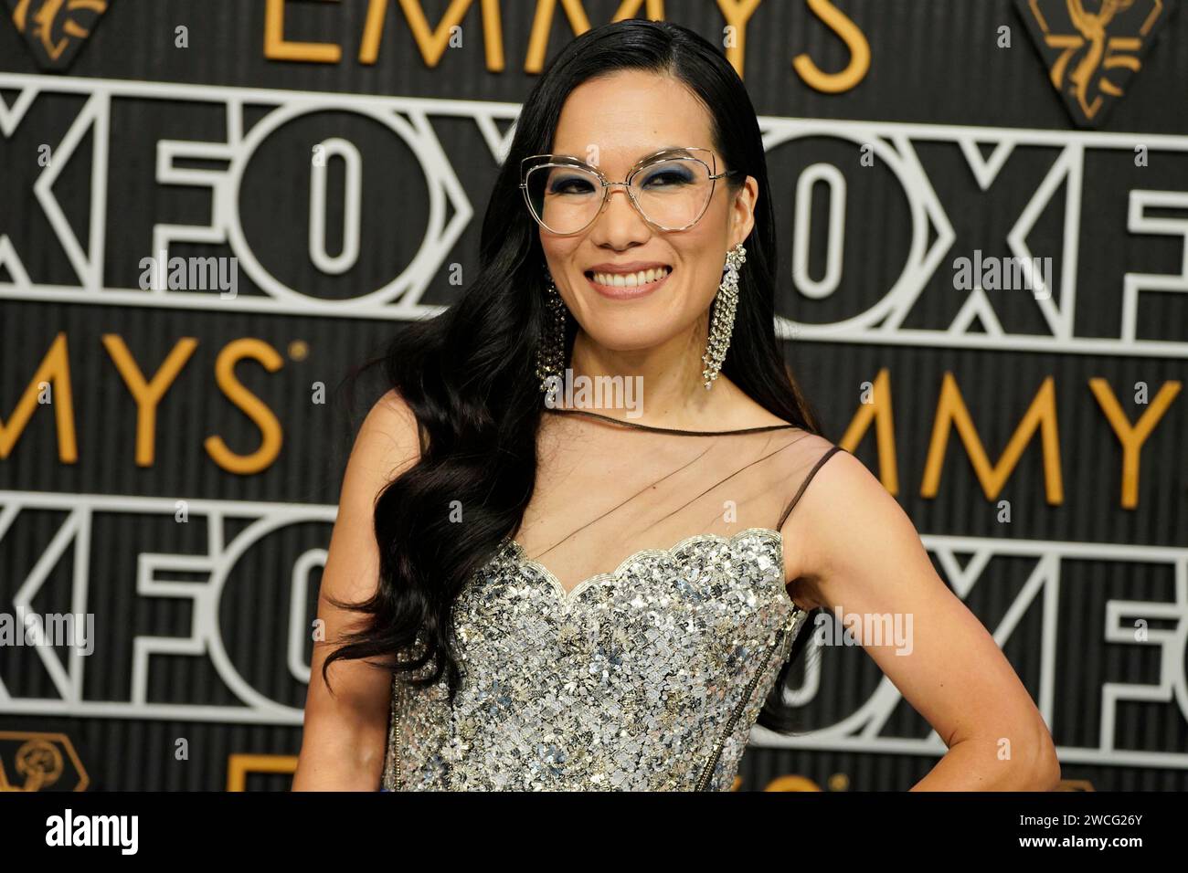 Ali Wong poses for a Red Carpet portrait at the 75th Emmy Awards on ...