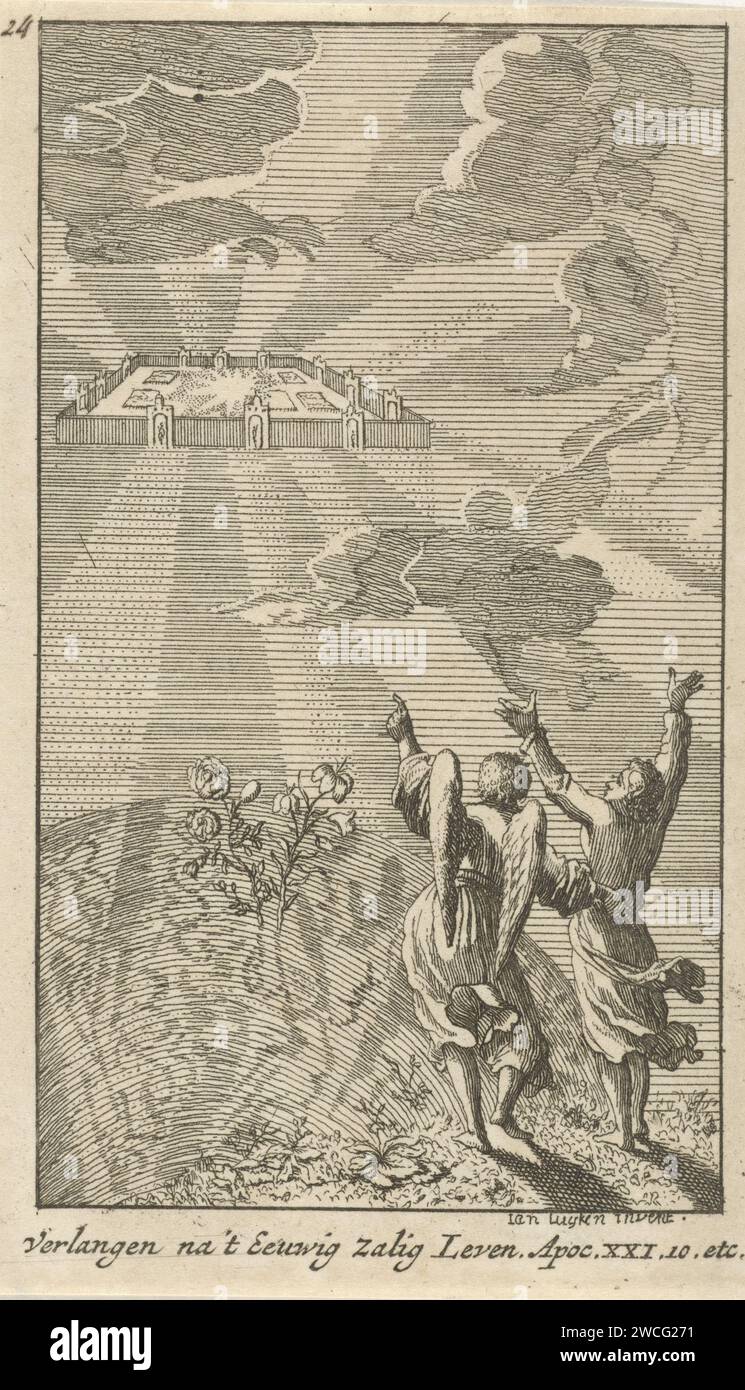 Engel shows Johannes Het Nieuwe Jerusalem, Anonymous, After Jan Luyken, 1720 print paper etching ...