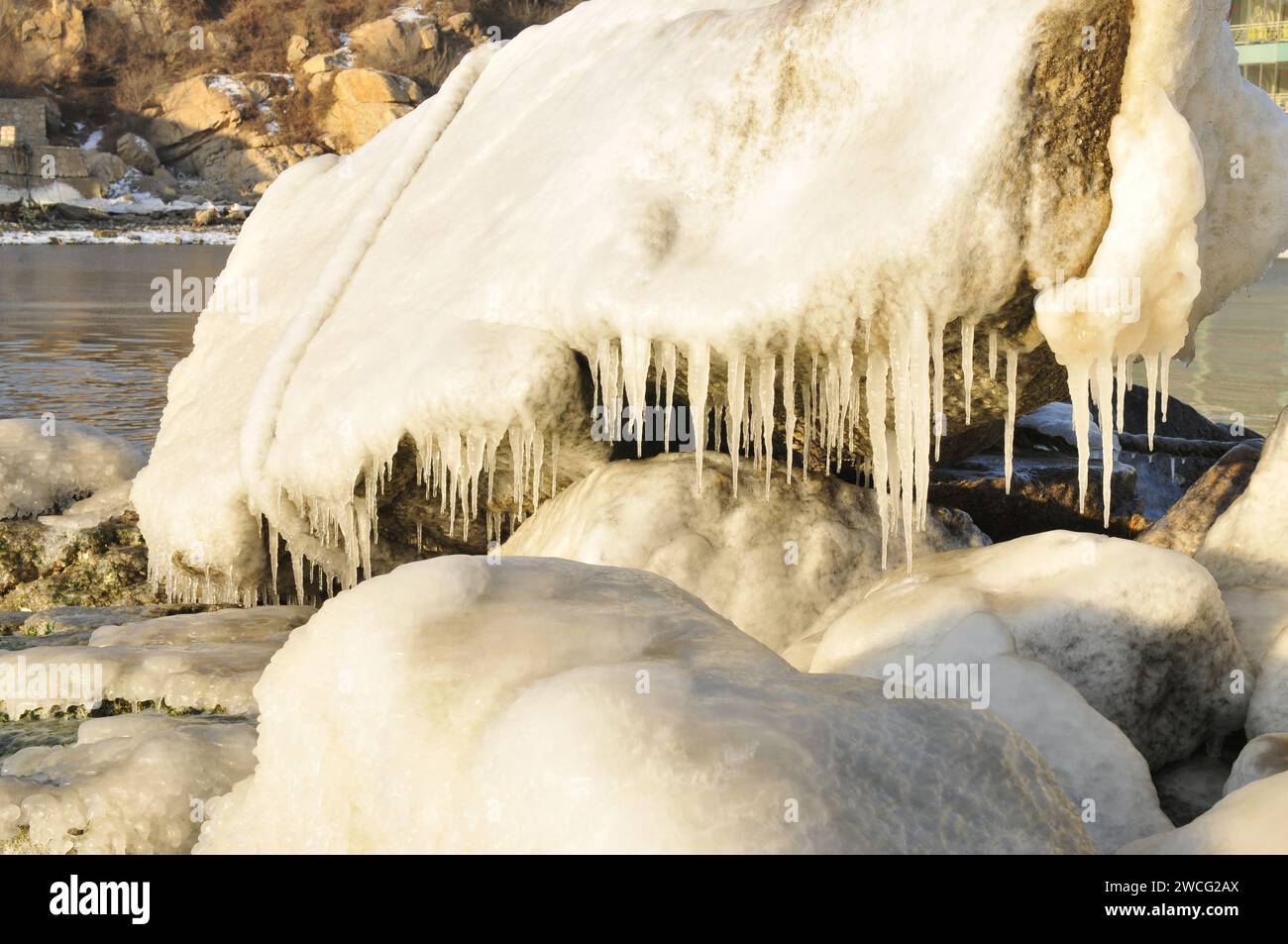 The sea ice and rock Stock Photo - Alamy