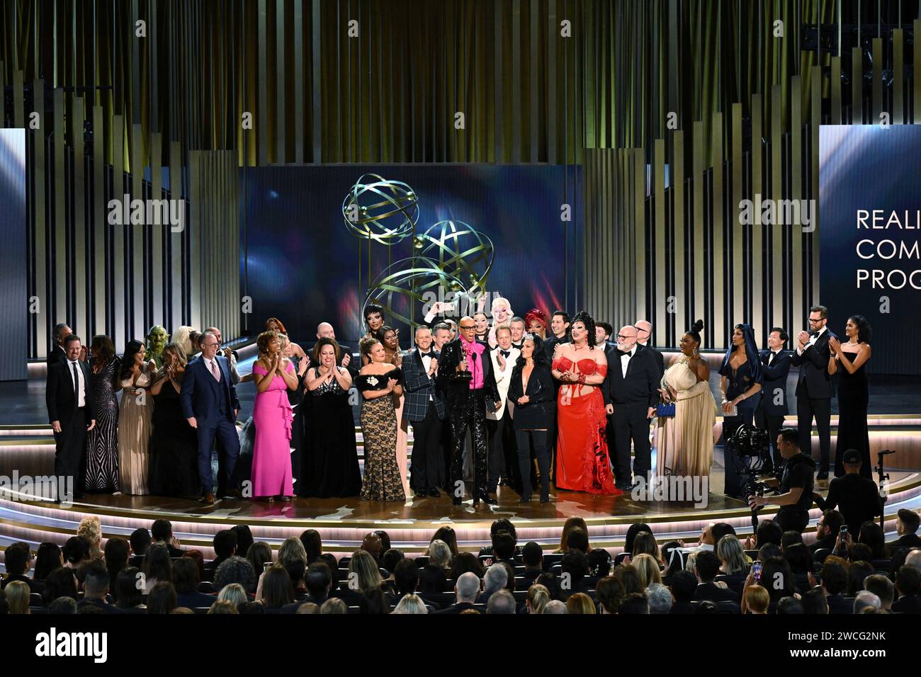 The team from "RuPaul's Drag Race" accepts the Emmy Award for ...