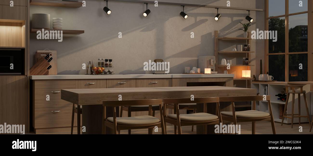 Interior design of a modern, Scandinavian, spacious kitchen in the ...