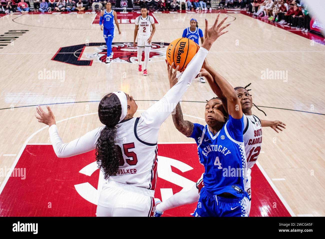 Columbia, SC, USA. 15th Jan, 2024. South Carolina Gamecocks center ...
