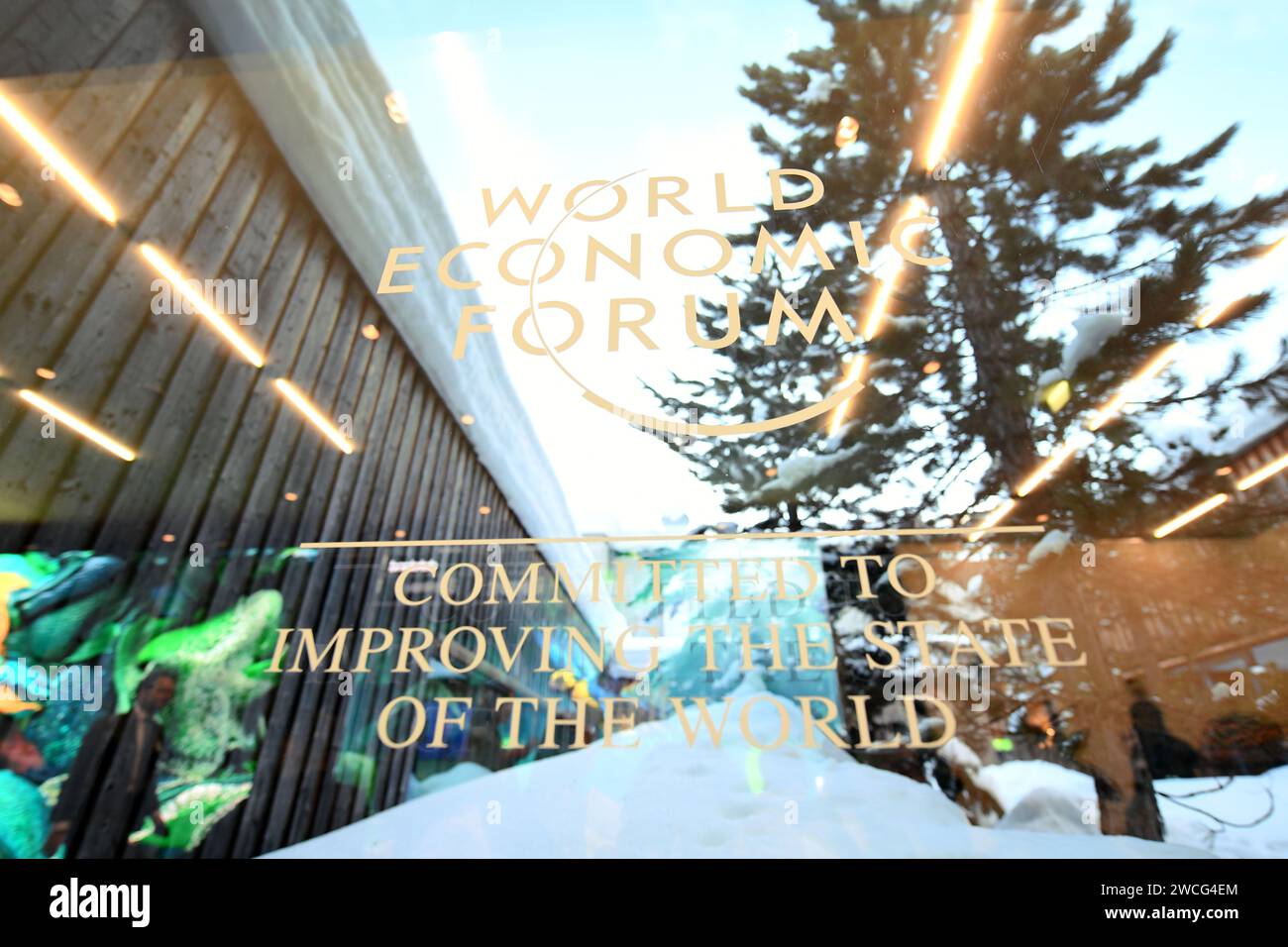 Davos. 15th Jan, 2024. This photo taken on Jan. 15, 2024 shows the logo ...