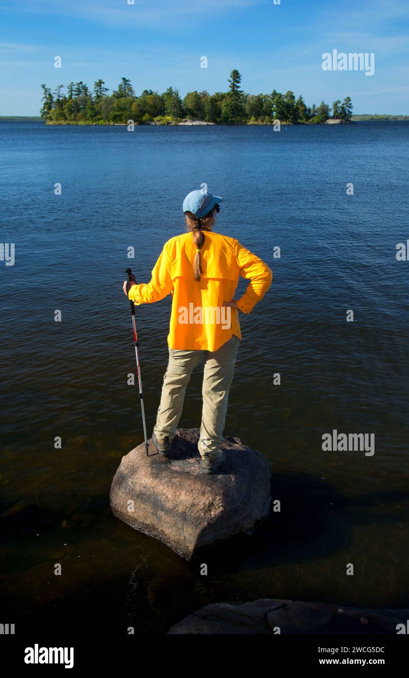 Hiker by Kabetogama Lake, Woodenfrog State Forest Campground ...