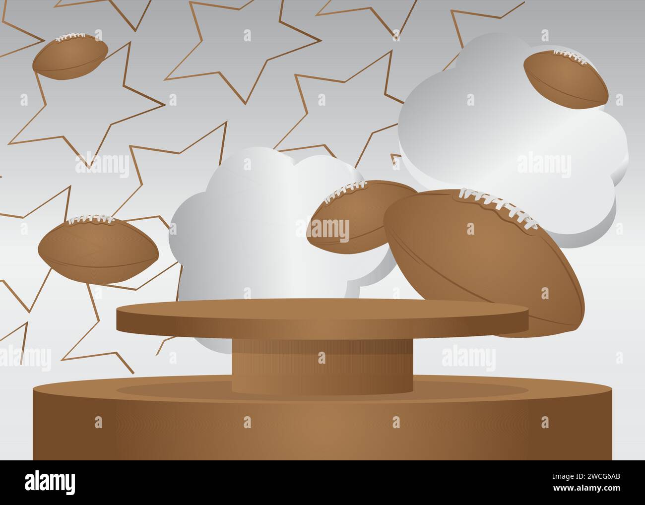 Mockup product display with American Football Ball. Vector cylinder ...