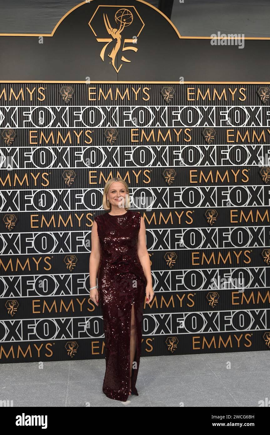 Amy Poehler arrives at the 75th Primetime Emmy Awards on Monday, Jan ...