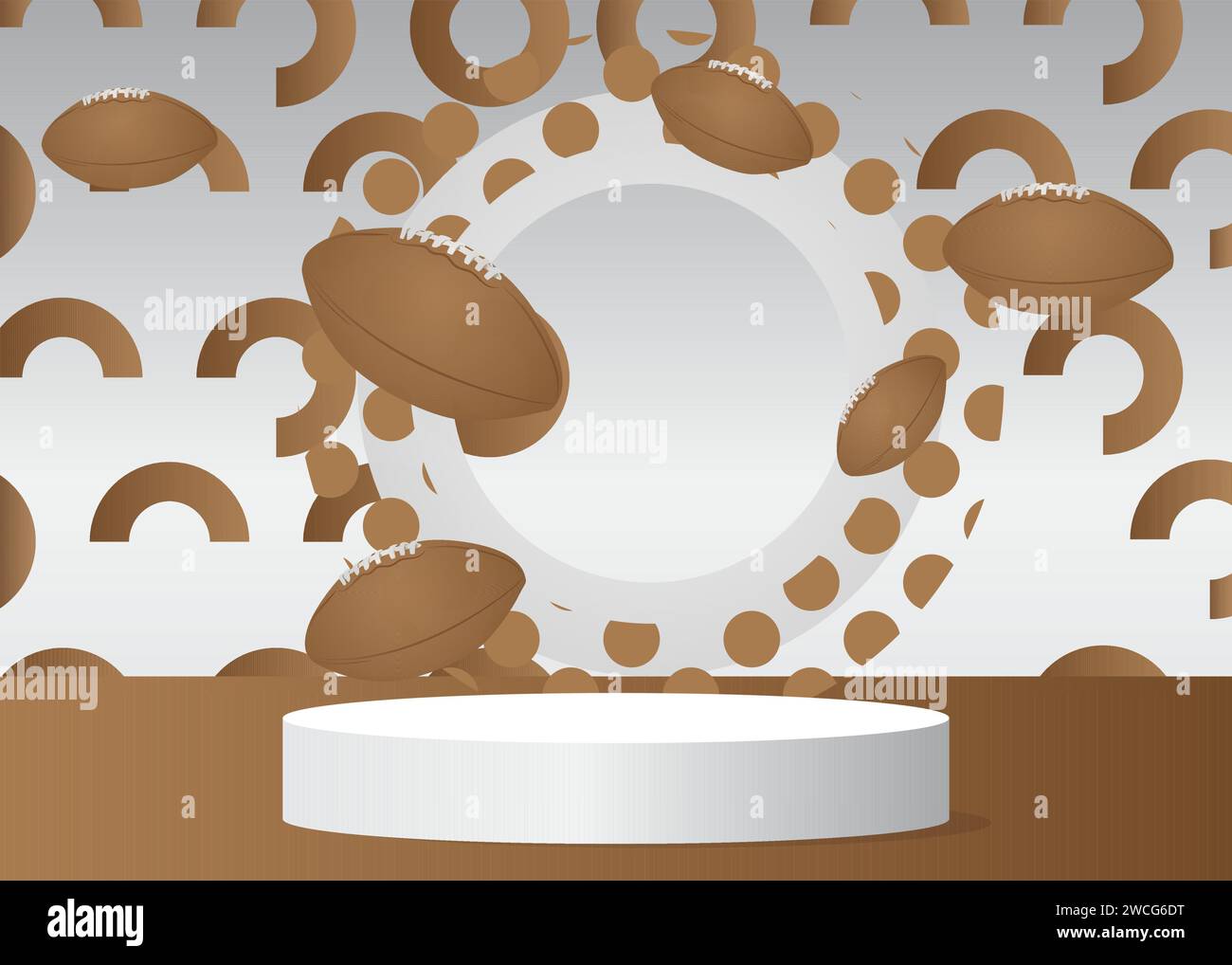 Mockup product display with American Football Ball. Vector cylinder ...