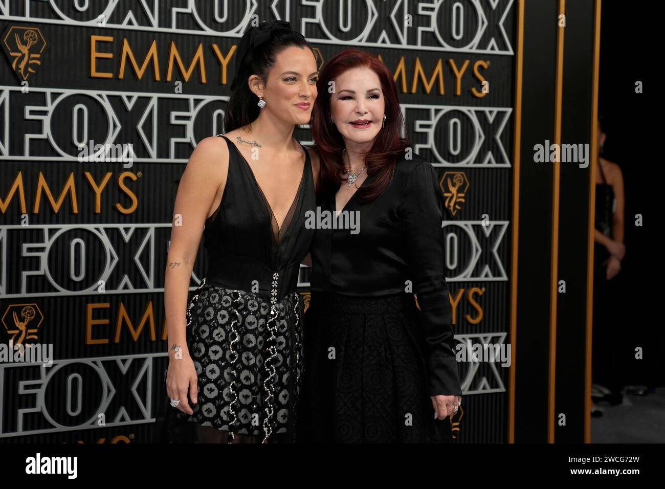 Riley Keough, left, and Priscilla Presley arrive at the 75th Primetime ...