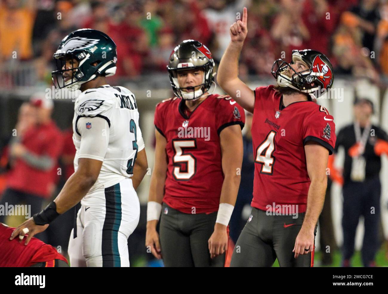 Tampa, United States. 15th Jan, 2024. Tampa Bay Buccaneers' Jake ...