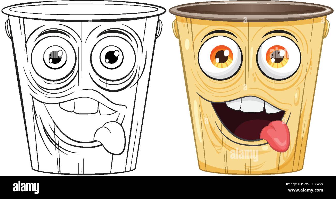 Two cartoon coffee cups showing different emotions Stock Vector Image ...