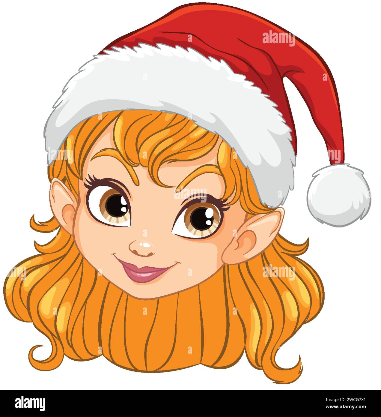 Cartoon elf girl smiling in Christmas attire Stock Vector Image & Art ...