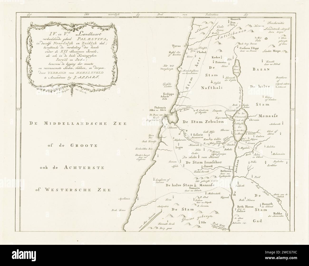 Map of Palestine, Jan van Jagen, 1793 print Amsterdam paper engraving ...