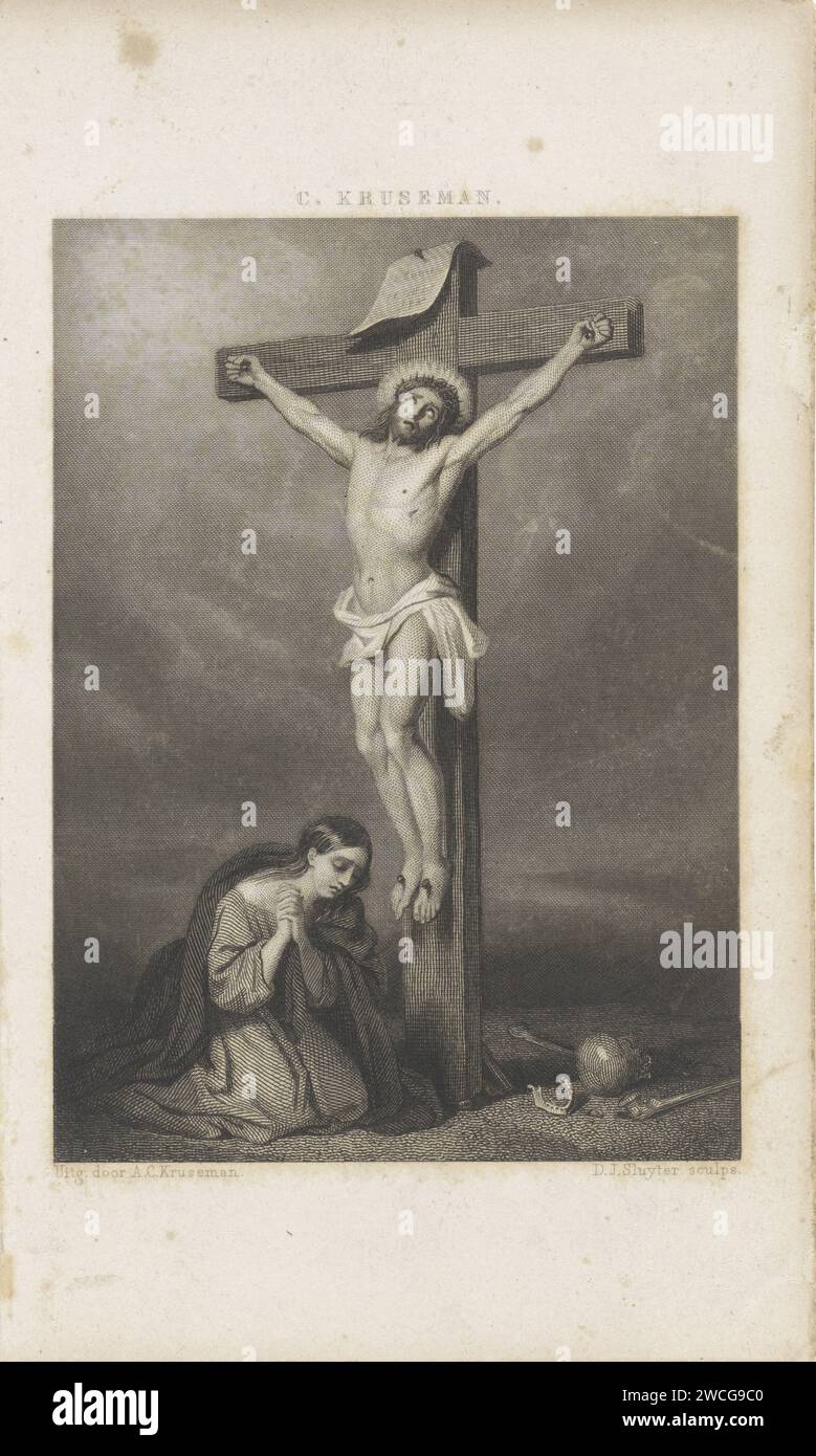 Maria Magdalena at the Kruis, Dirk Jurriaan Sluyter, After Cornelis Kruseman, 1850 print Maria ...