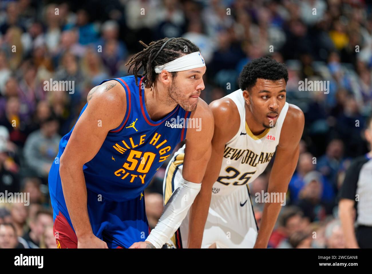 Denver Nuggets forward Aaron Gordon (50) and New Orleans Pelicans guard ...