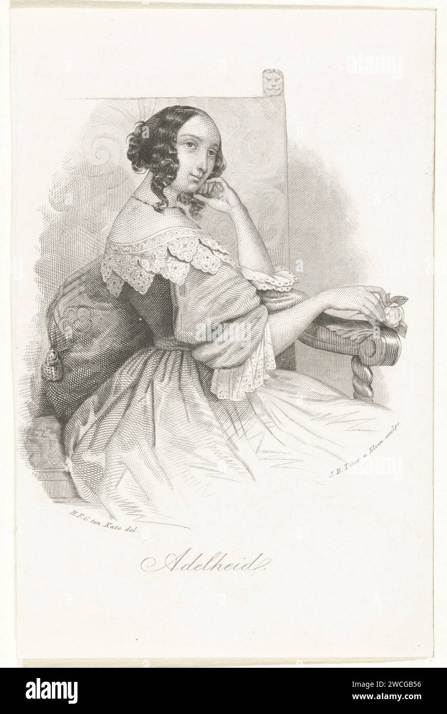 Portrait of a young lady, Jan Baptist Tetar van Elven, after Herman ...