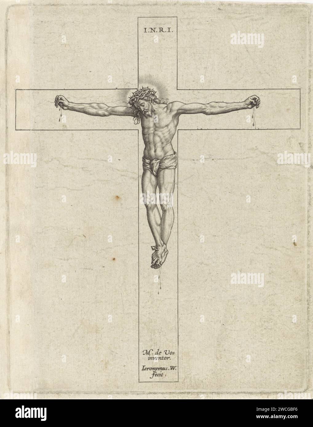 Christ on the Cross, Hieronymus Wierix, After Maerten de Vos, 1563 - Before 1619 print Christ ...
