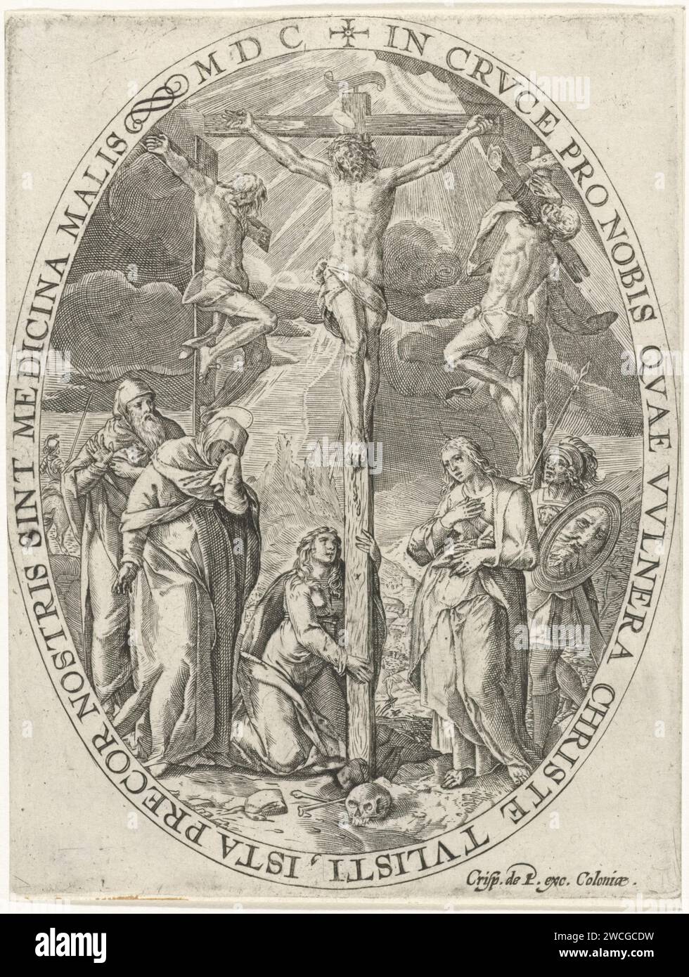 Crucifixion of Christ, Crispijn van de Passe (I), 1600 print The cross ...
