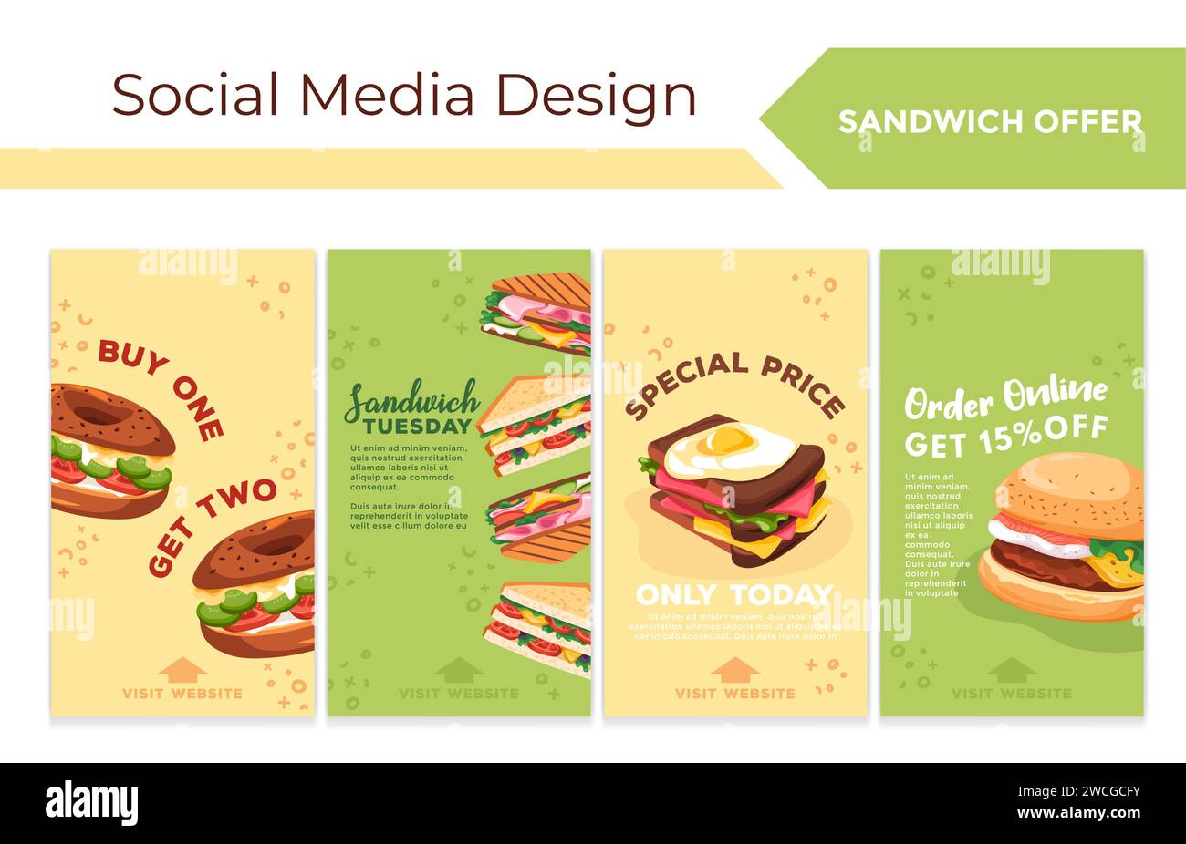 Social media story set with sandwich meal offer Stock Vector Image ...