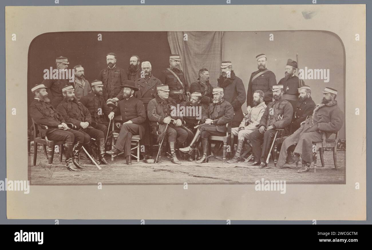 Group portrait of British soldiers in uniform including Major Pierre ...