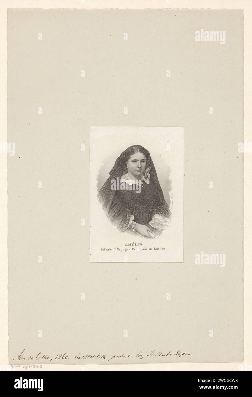 Portrait of Amelia van Bourbon, Carl Mayer, 1834 - 1868 print Nuremberg ...
